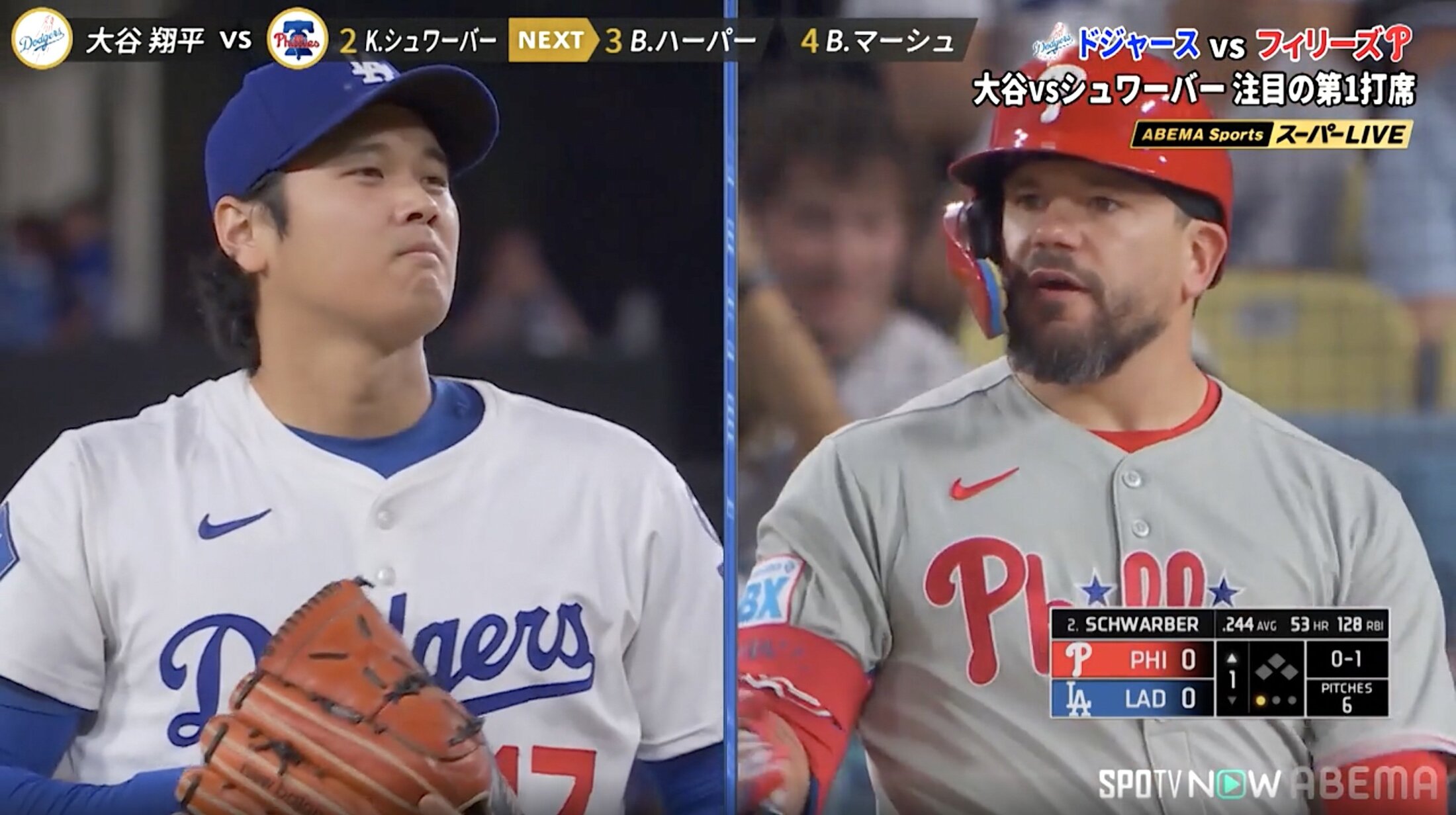 大谷翔平が「スピード違反」 対シュワバーでいきなり163キロ豪速球「ギア上げた」「102！？」中継騒然（ABEMA TIMES） - Yahoo!ニュース