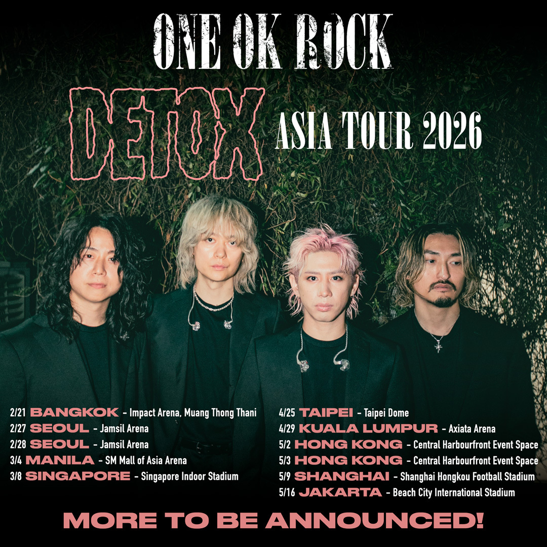 ONE OK ROCK、大規模アジアツアー『DETOX Asia Tour 2026』の開催を発表（ぴあ） - Yahoo!ニュース