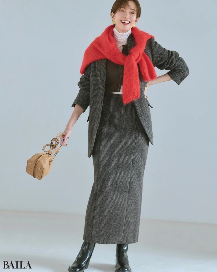 【大人の今日のコーデ】通勤スタイルにメリハリを！仕込みレイヤード＆さし色ニットテク（＠BAILA） - Yahoo!ニュース